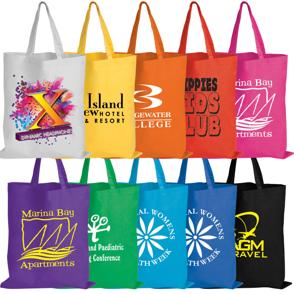 Personalised Short Handle Coloured Cotton Totes - PromoPAL